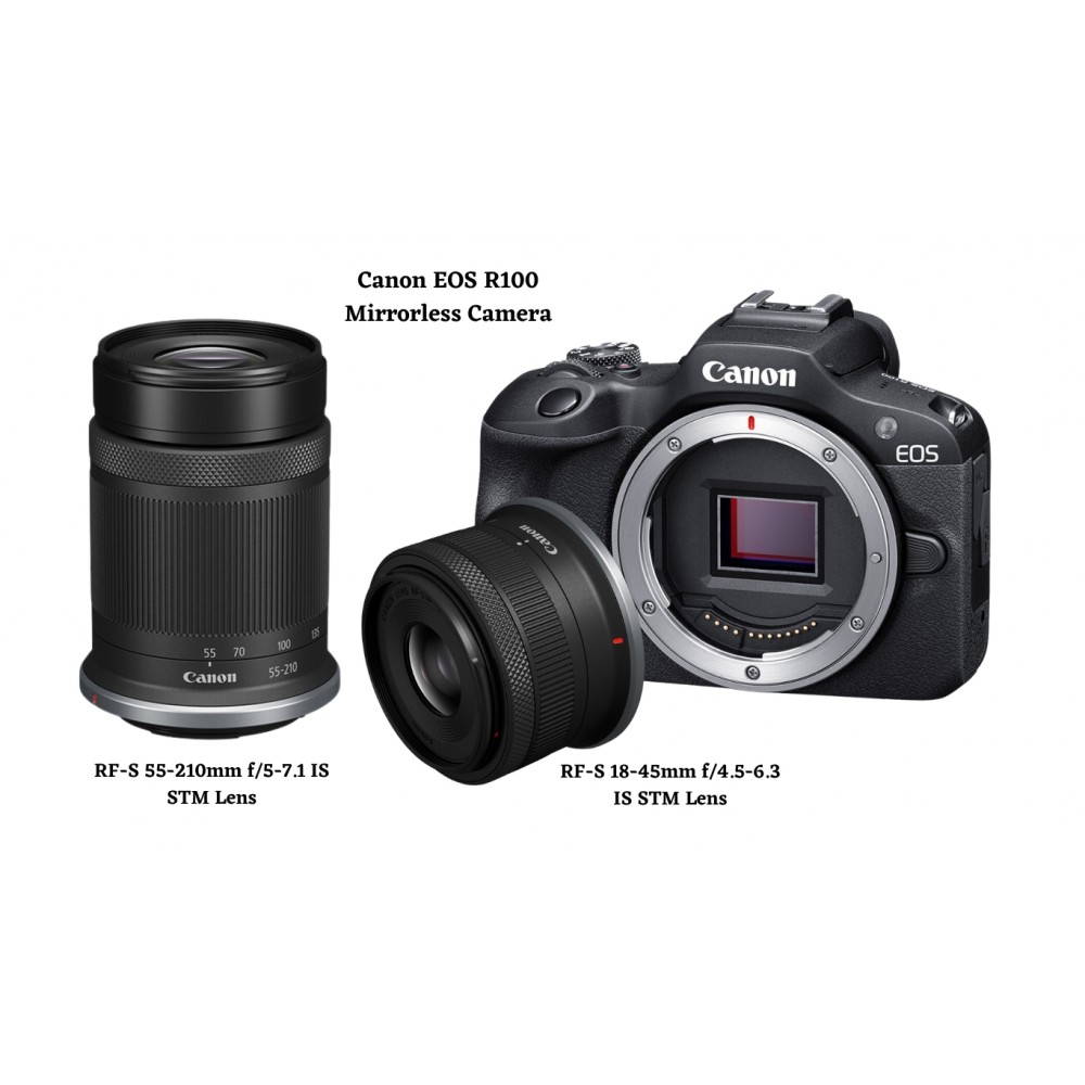 Canon EOS R100 Mirrorless Camera with 18-45mm and 55-210mm ...
