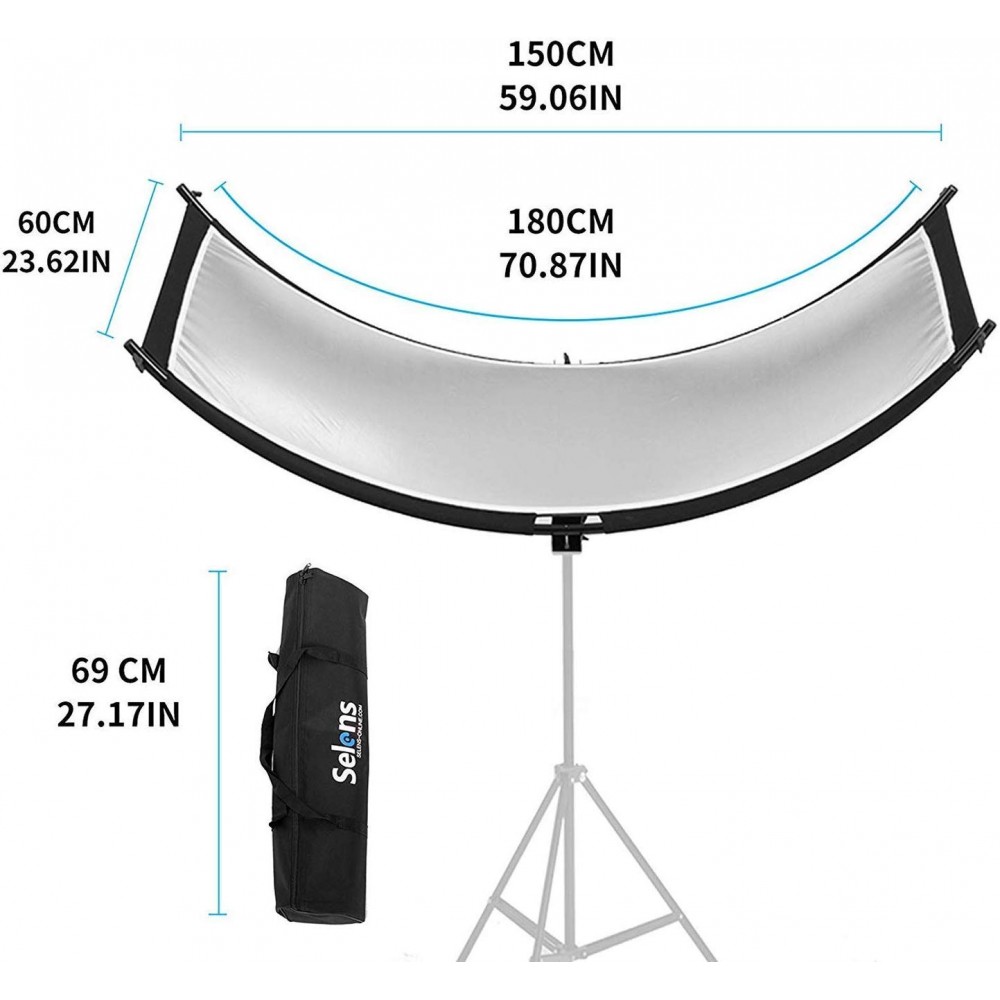 Selens 4 in 1 60 x 180 cm U-Shape Curved Light Reflector ...